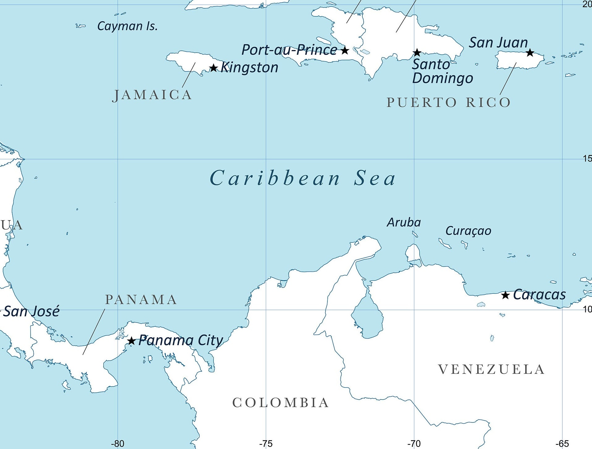 Digital Map of Central America and the Caribbean High-resolution Maps ...