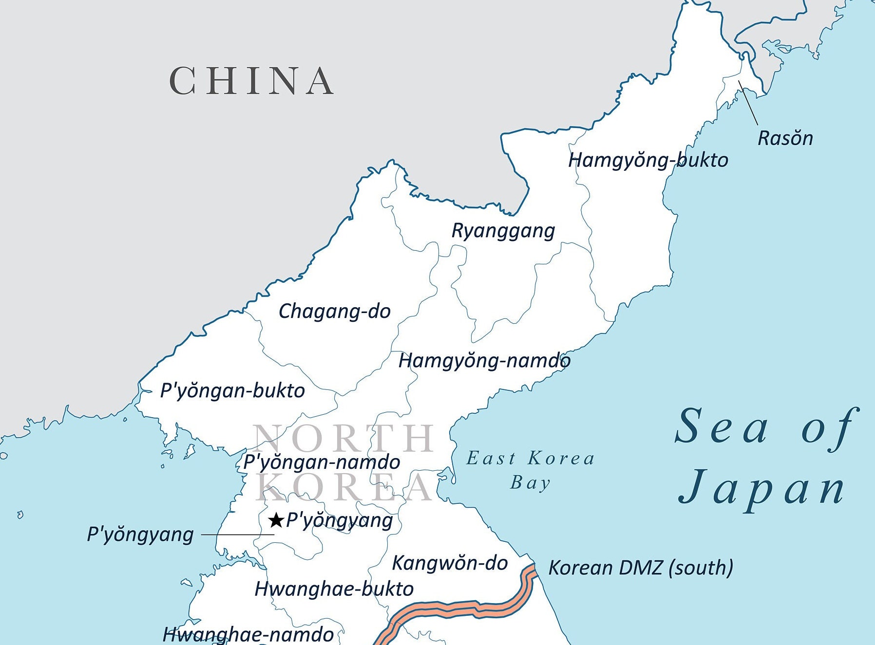 High Resolution Digital Color Map of South Korea, Includes Country ...