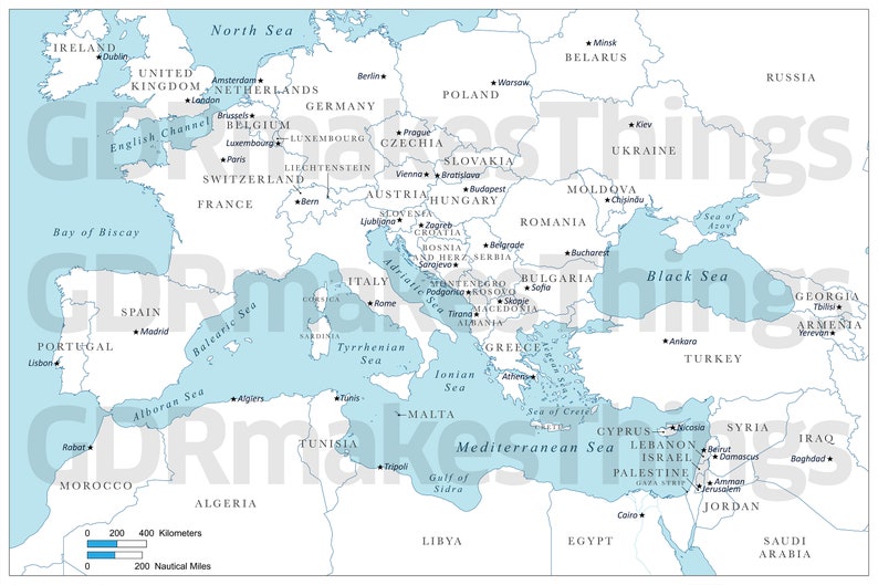 High Resolution Digital Color Map of the Mediterranean Sea and ...