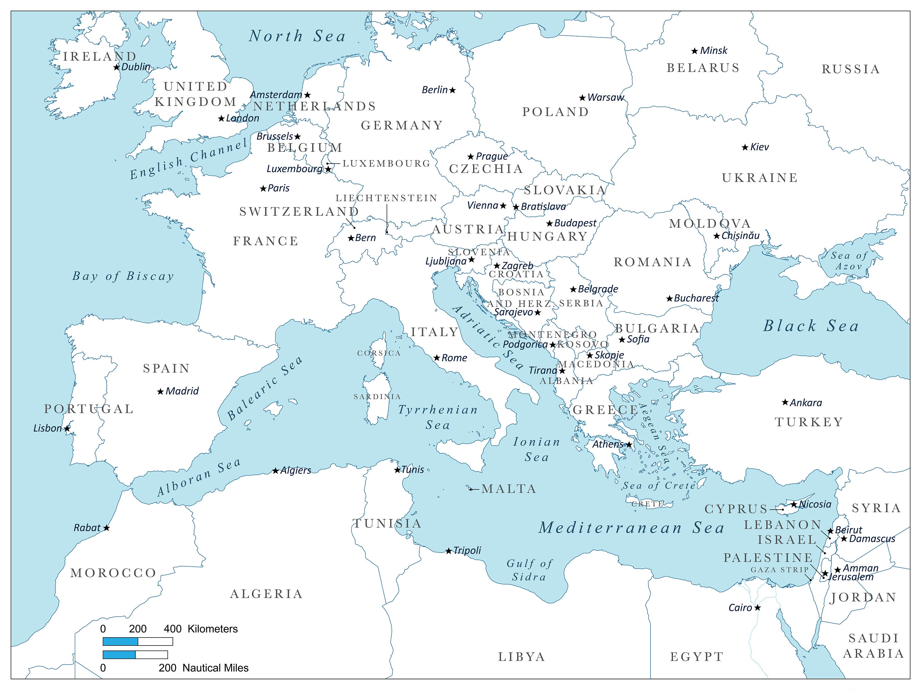 High Resolution Digital Color Map of the Mediterranean Sea and - Etsy