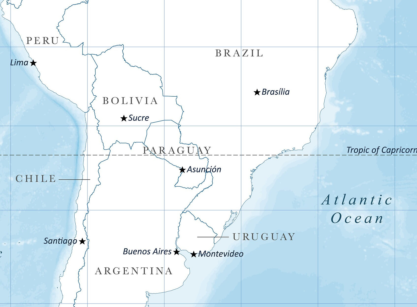 High Resolution Digital Color Map of South America, Including Countries ...