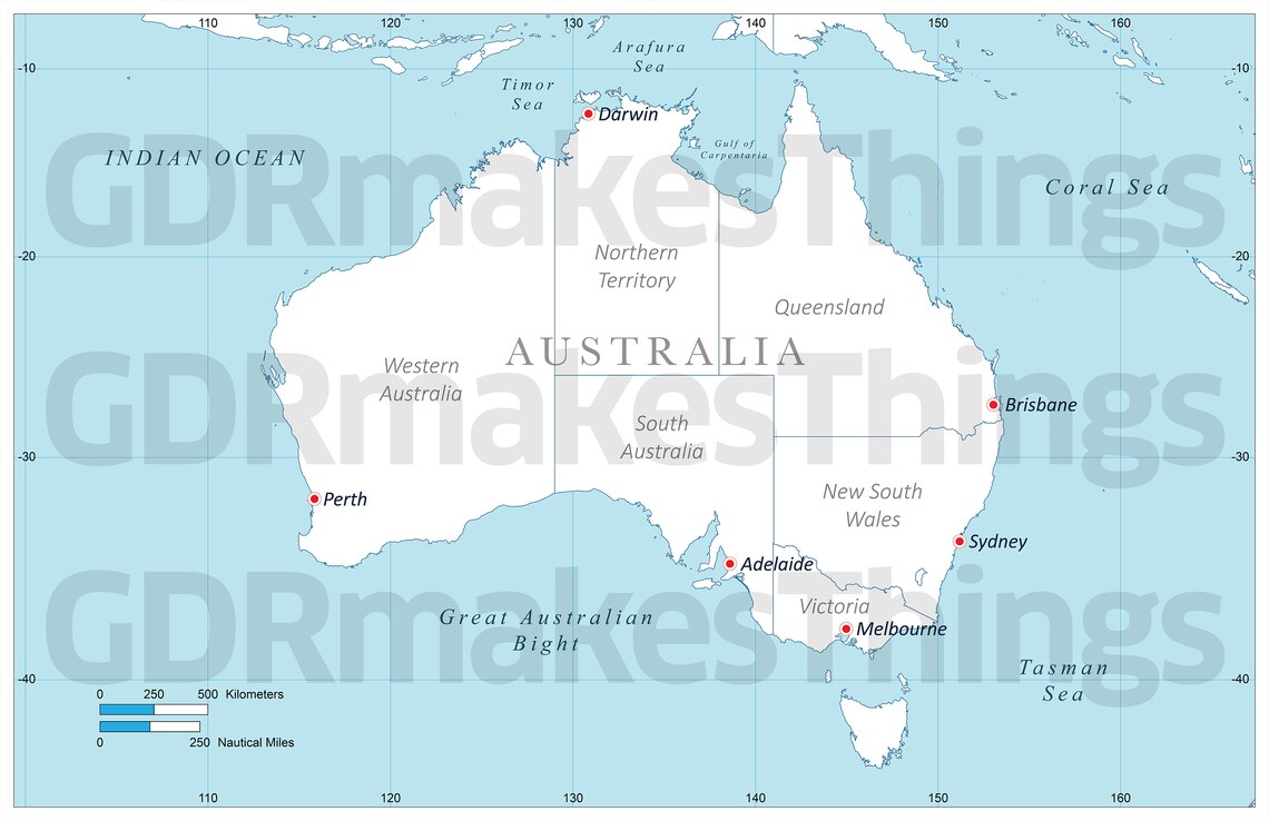 Digital Map of Australia for Download High-resolution Map for Self ...