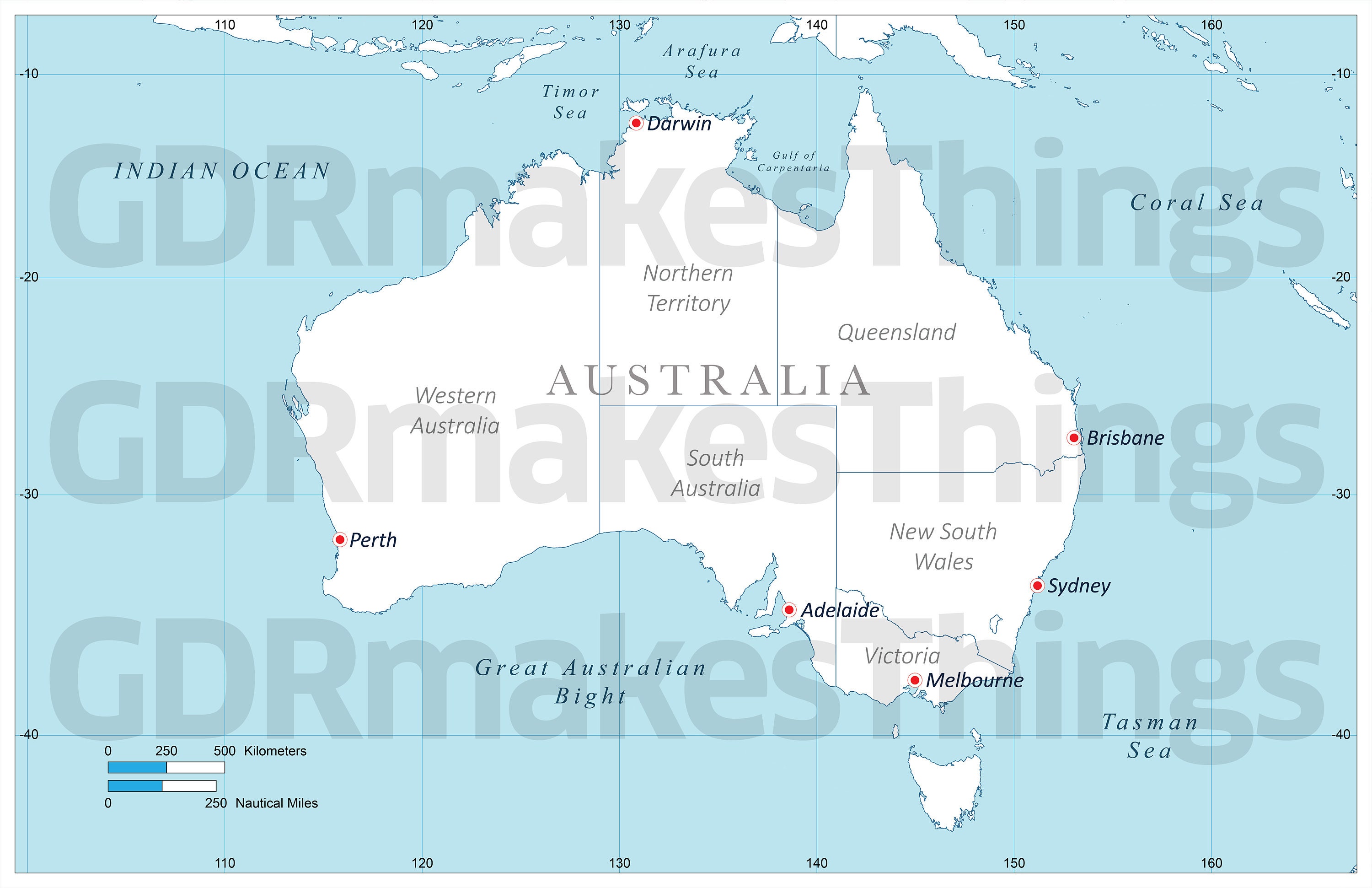 Digital Map of Australia for Download | High-resolution Map for Self ...