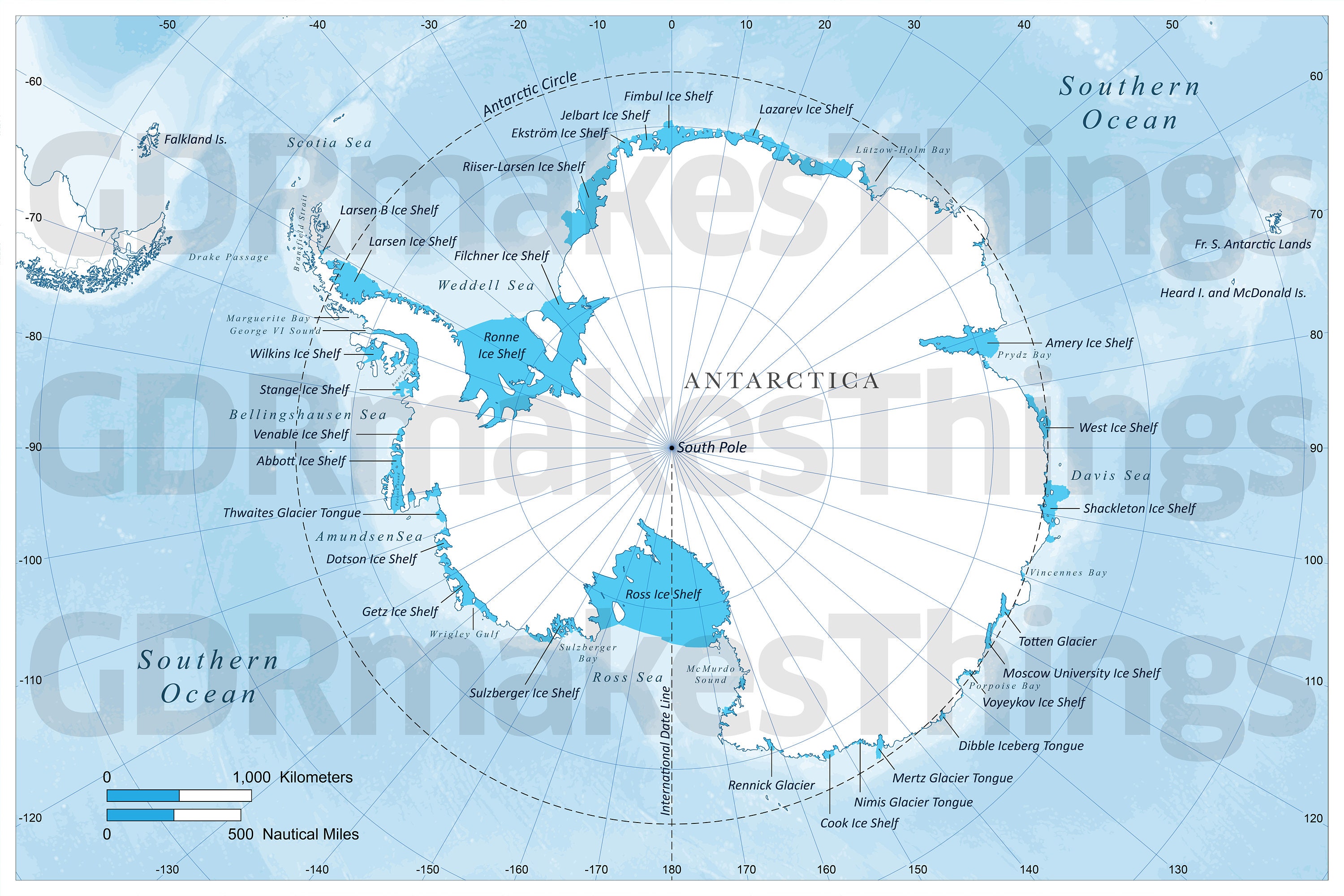Digital Map of Antarctica for Download High-resolution Map for Self ...