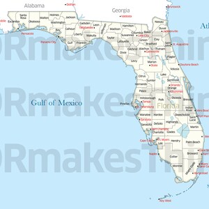 High Resolution Digital Color Map of the Counties of the State of ...