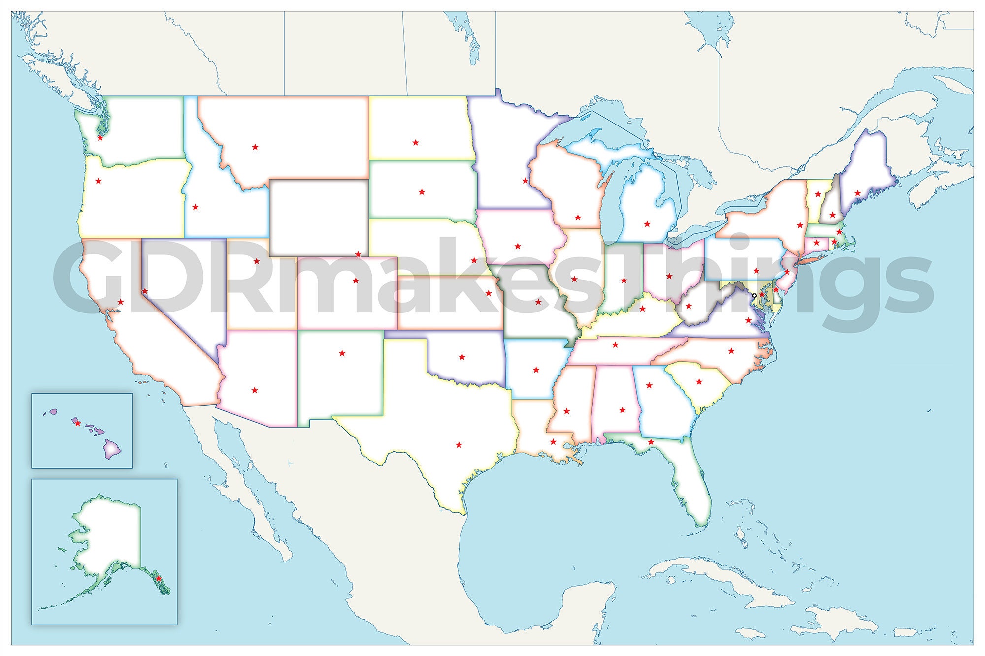 Blank Map of the United States for Education/learning Purposes ...