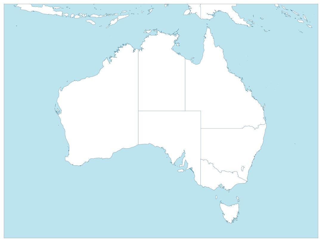 Digital Map of Australia without Labels for Download - Etsy