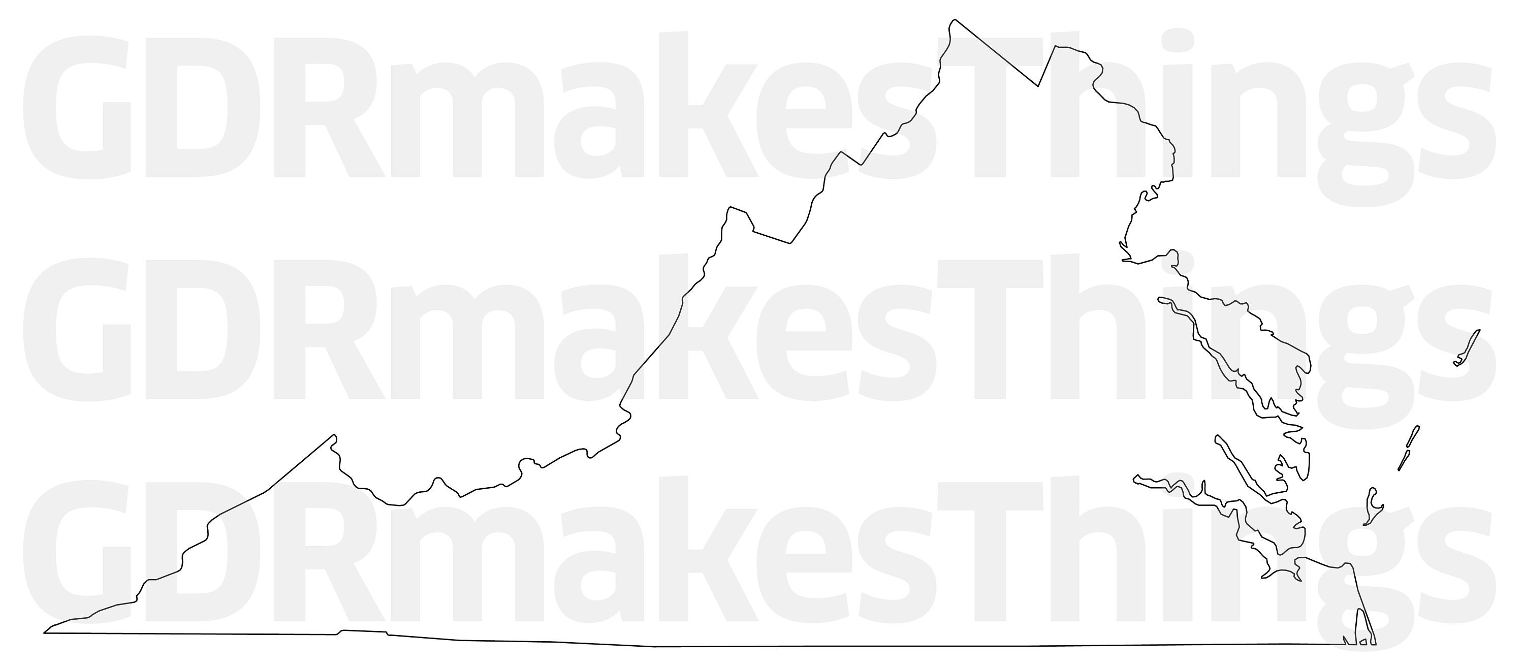 Virginia State Shape - Instant Digital Download Includes B/W Versions ...