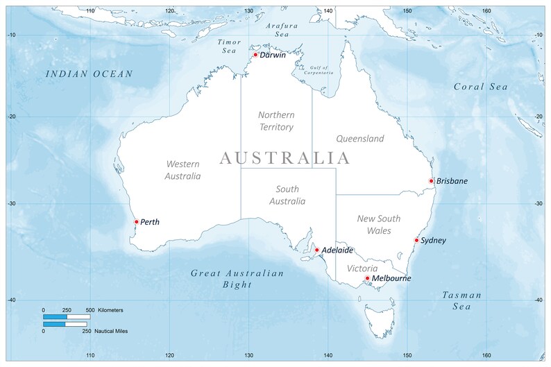 Digital Map of Australia for Download High-resolution Map - Etsy Australia