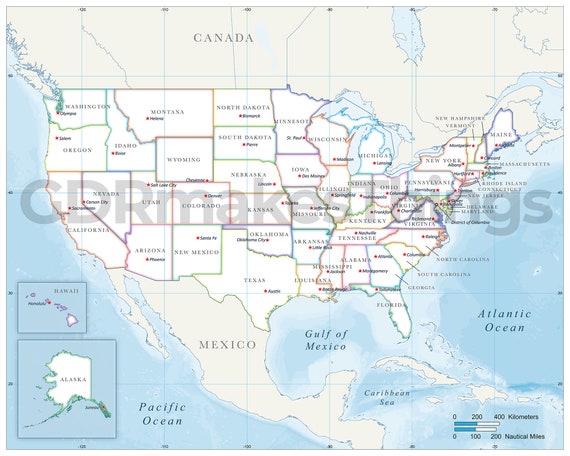Us Political Map With Cities