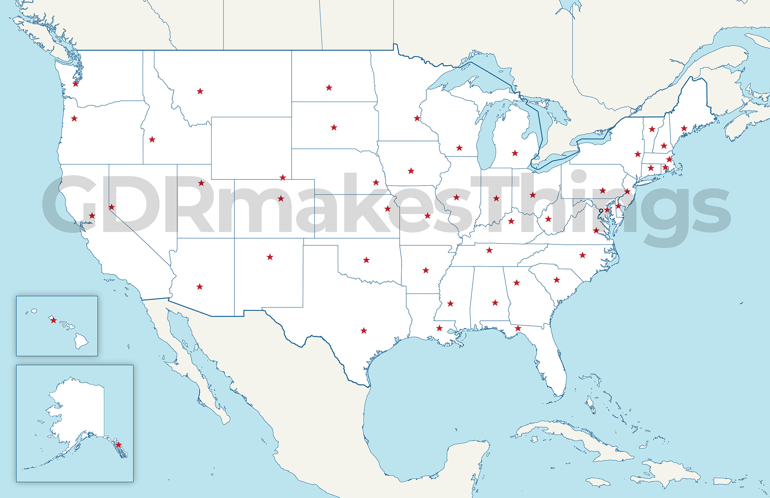 Blank Map of the United States for Education/learning Purposes ...