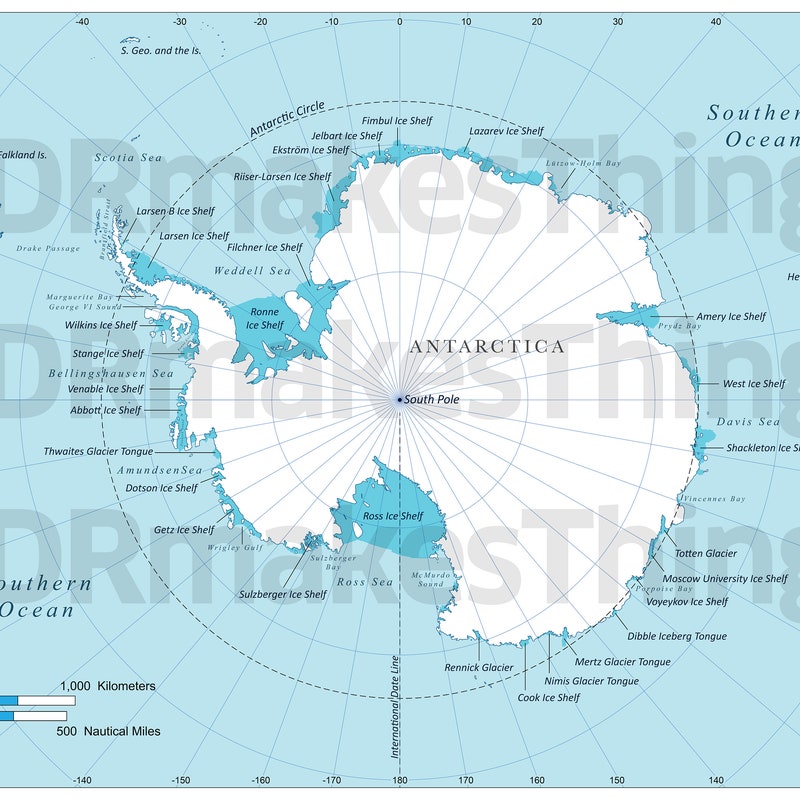 Antarctica Map Printable - Etsy
