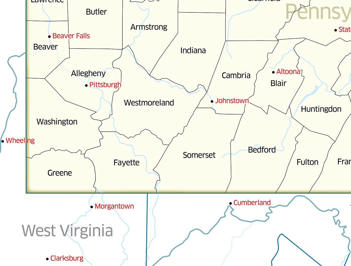 High Resolution Digital Color Map of the Counties of the State - Etsy