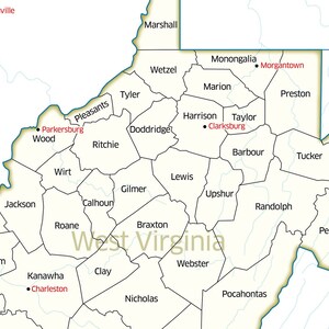 High Resolution Digital Color Map of the State of West Virginia ...
