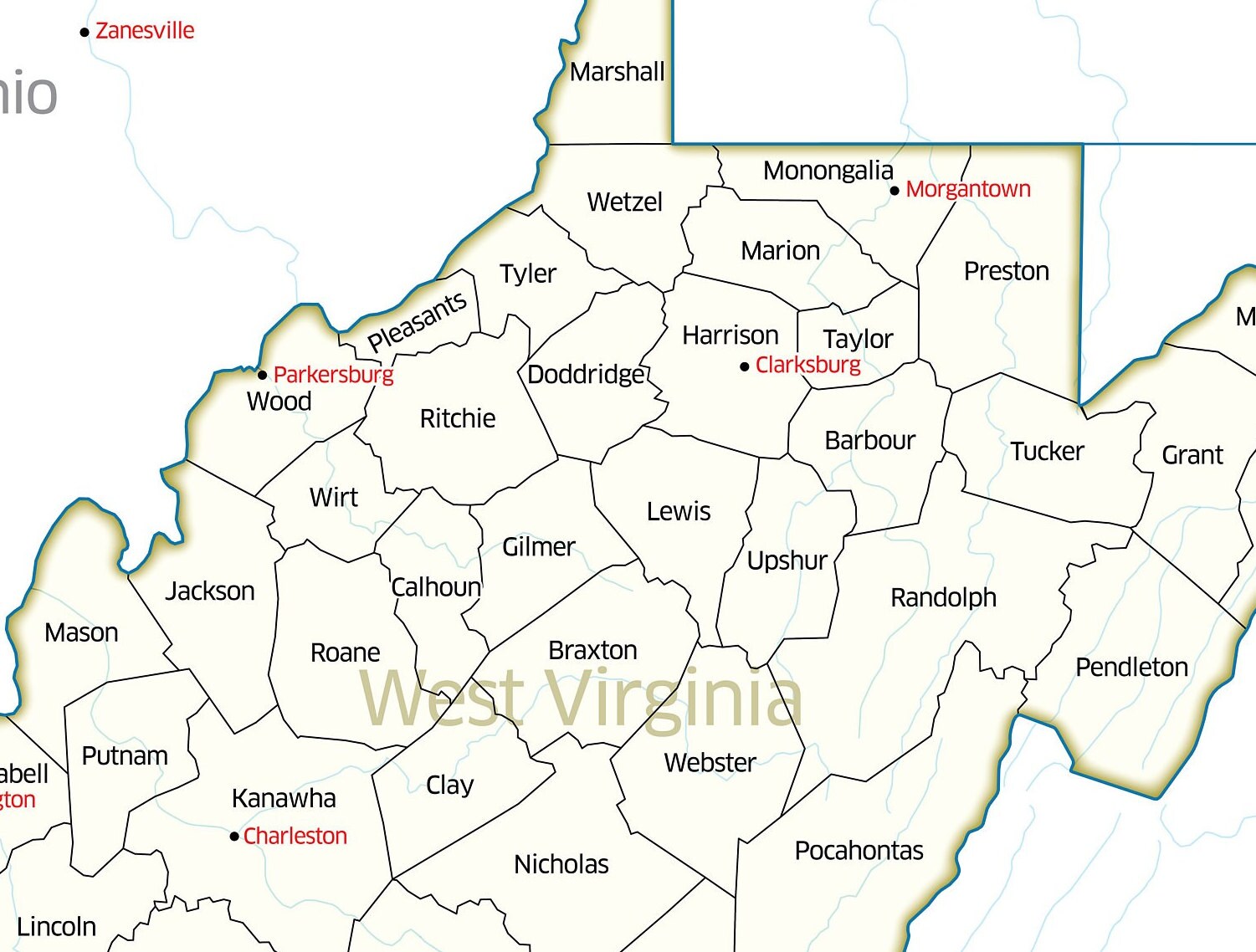 High Resolution Digital Color Map of the State of West Virginia ...