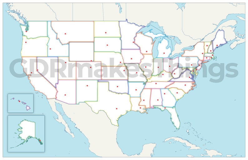 Blank Map of the United States for Education/learning Purposes ...