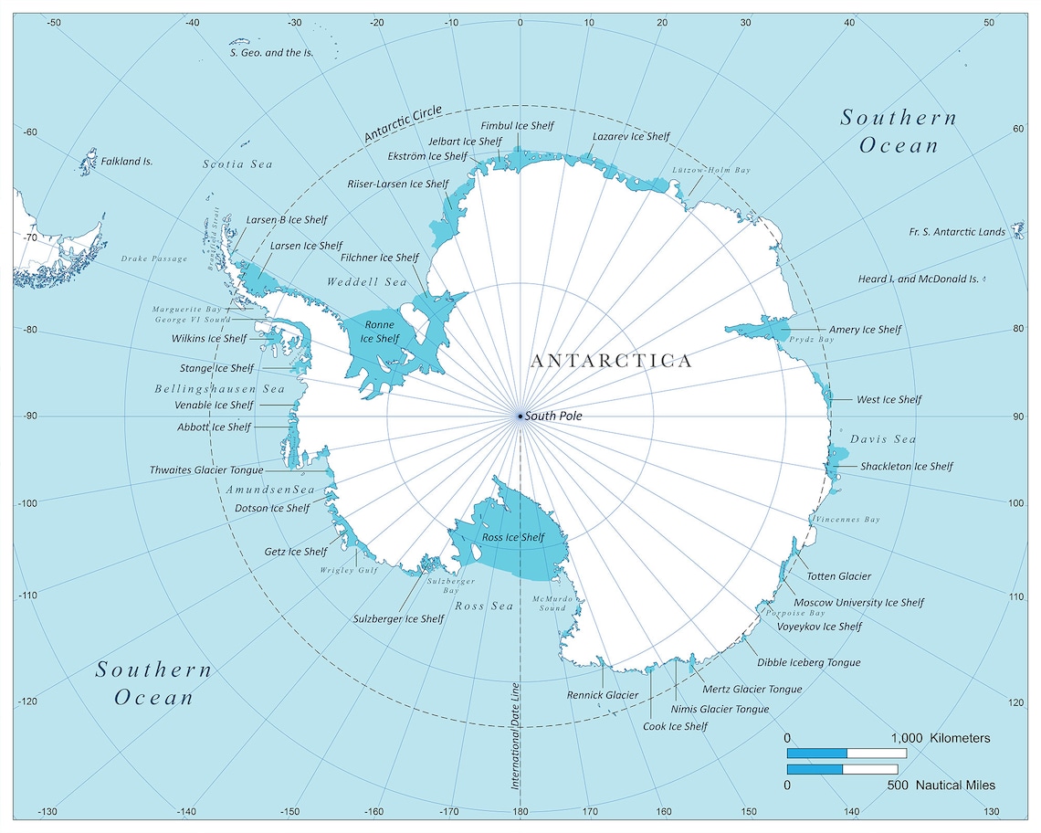 Digital Map of Antarctica for Download High-resolution Map - Etsy Canada