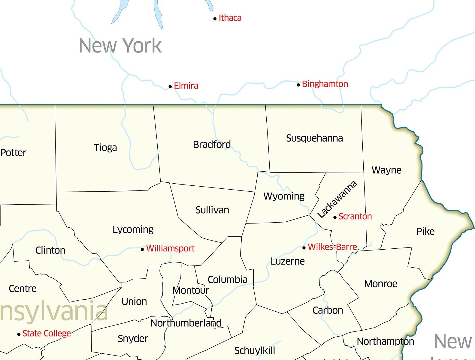 High Resolution Digital Color Map of the Counties of the State of ...