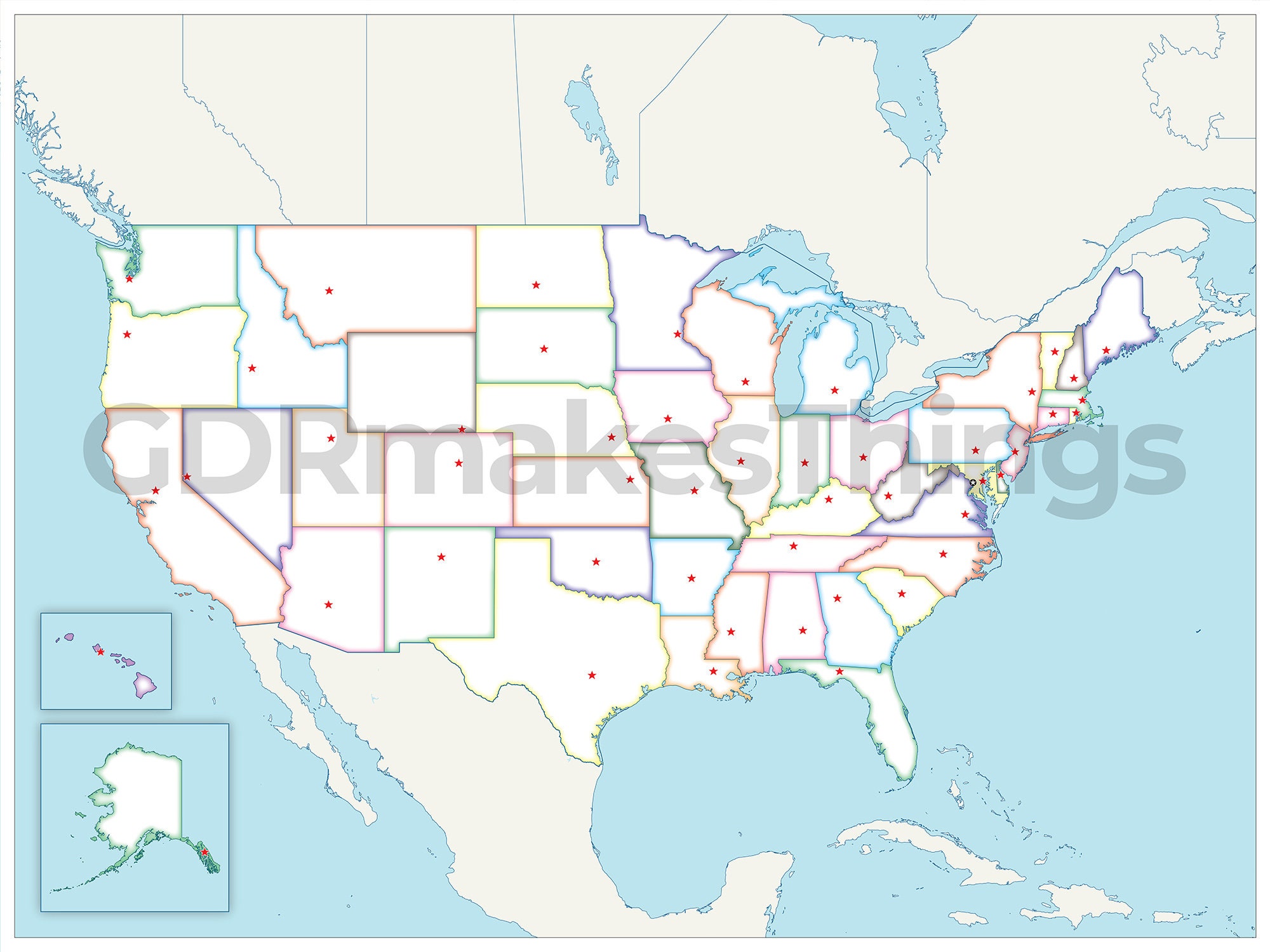 Blank Map of the United States for Education/learning Purposes ...