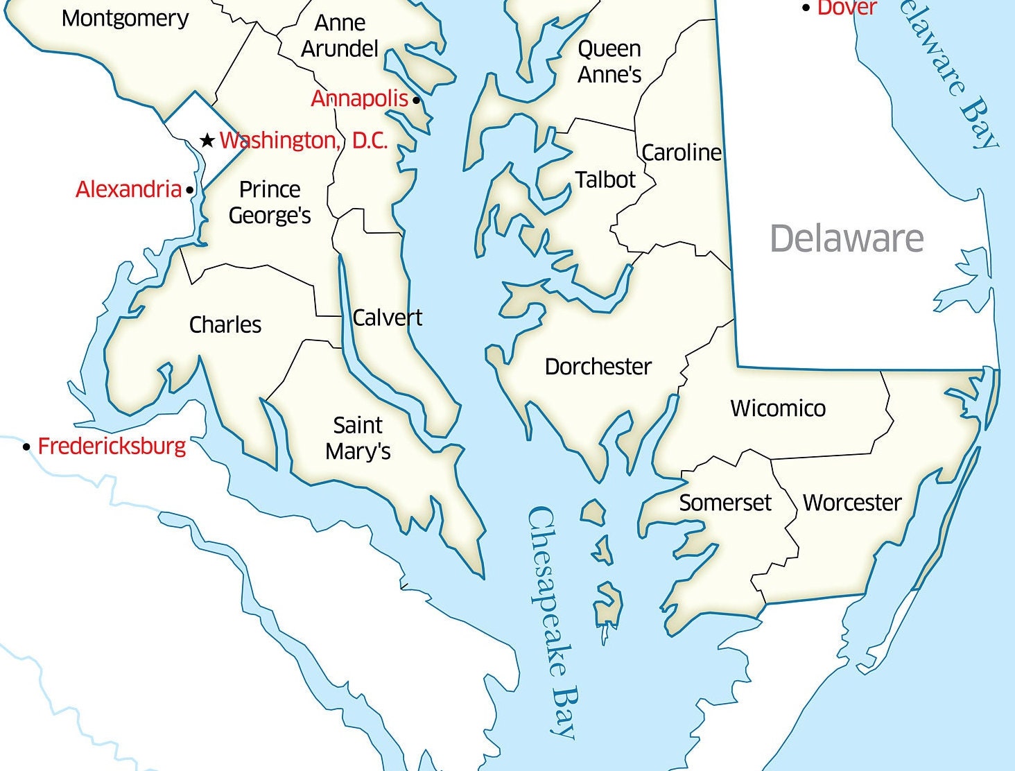 High Resolution Digital Color Map of the Counties of the State of ...