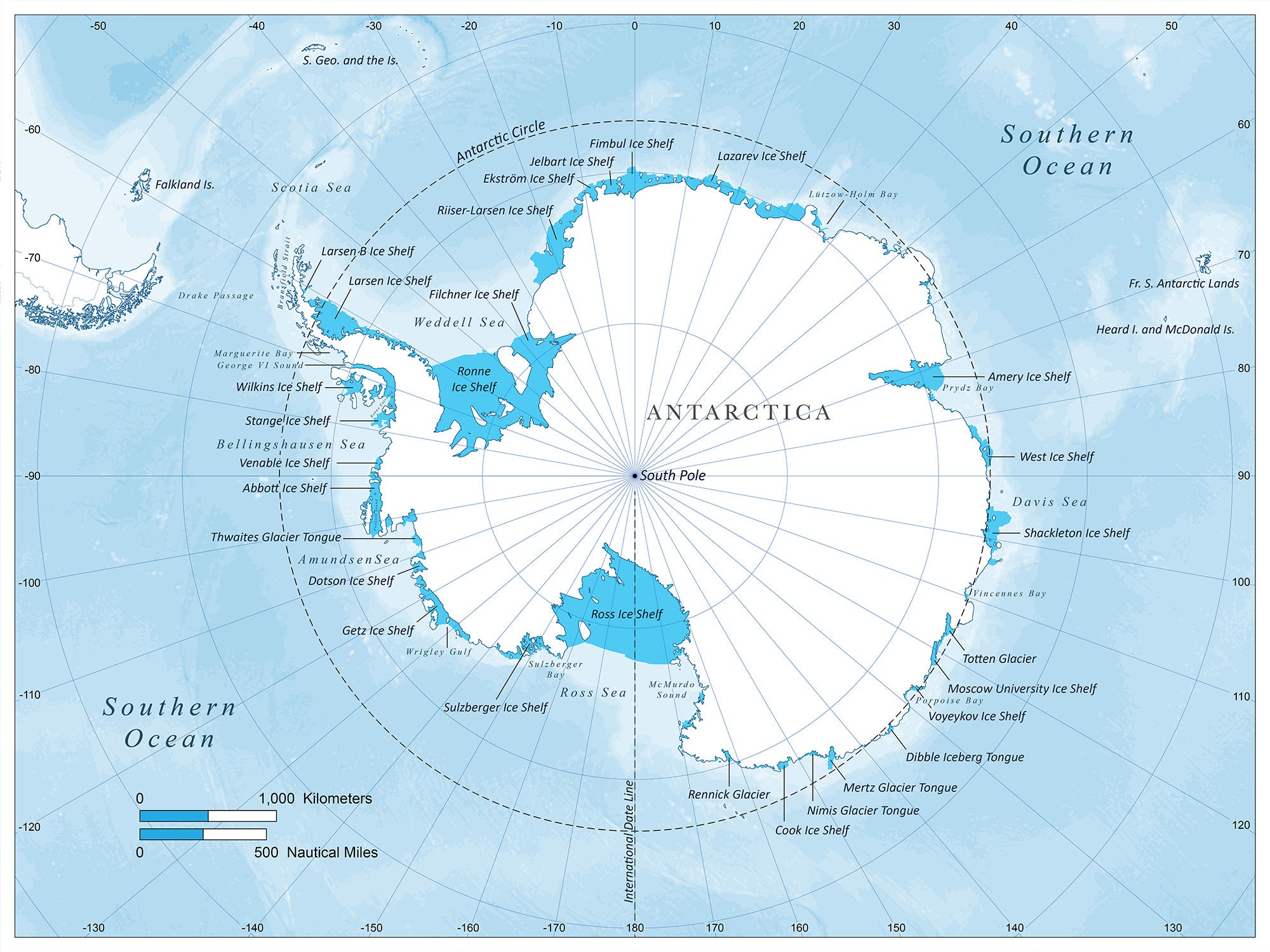 Digital Map of Antarctica for Download High-resolution Map - Etsy