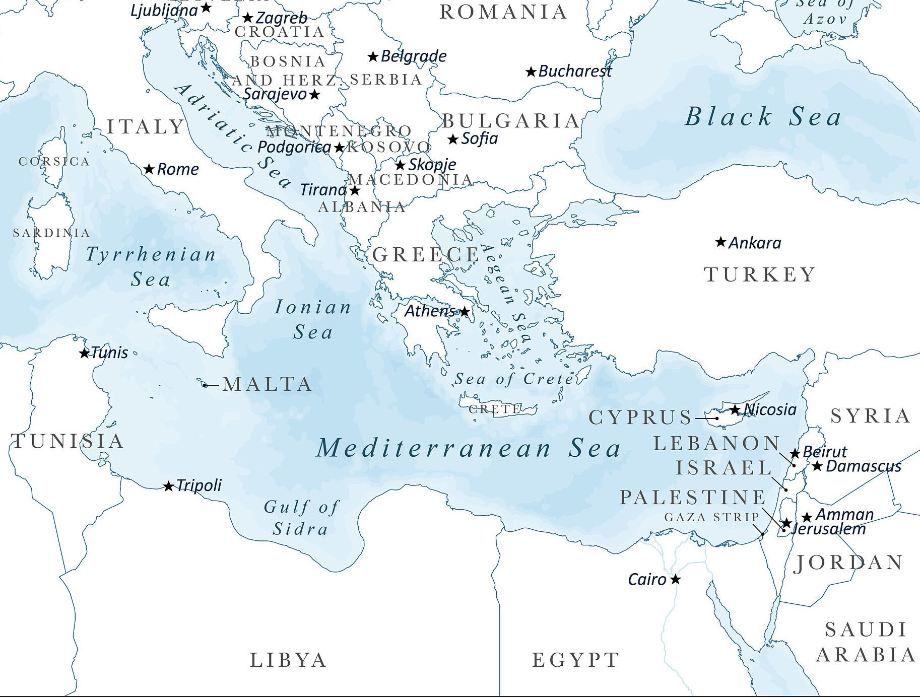 High Resolution Digital Color Map of the Mediterranean Sea and ...