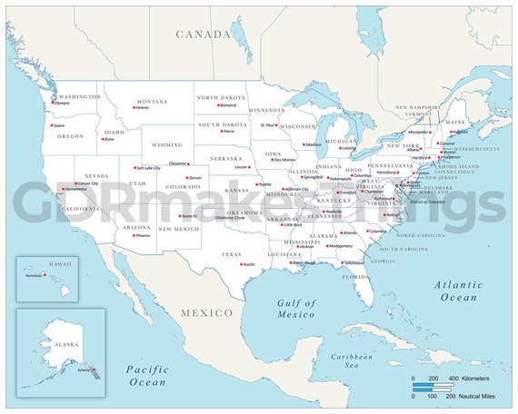 United States Political Map And Capitals Map Of The United States