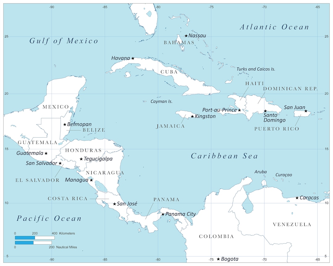 Mapa digital de Centroamérica y el Caribe / Mapas de alta - Etsy México