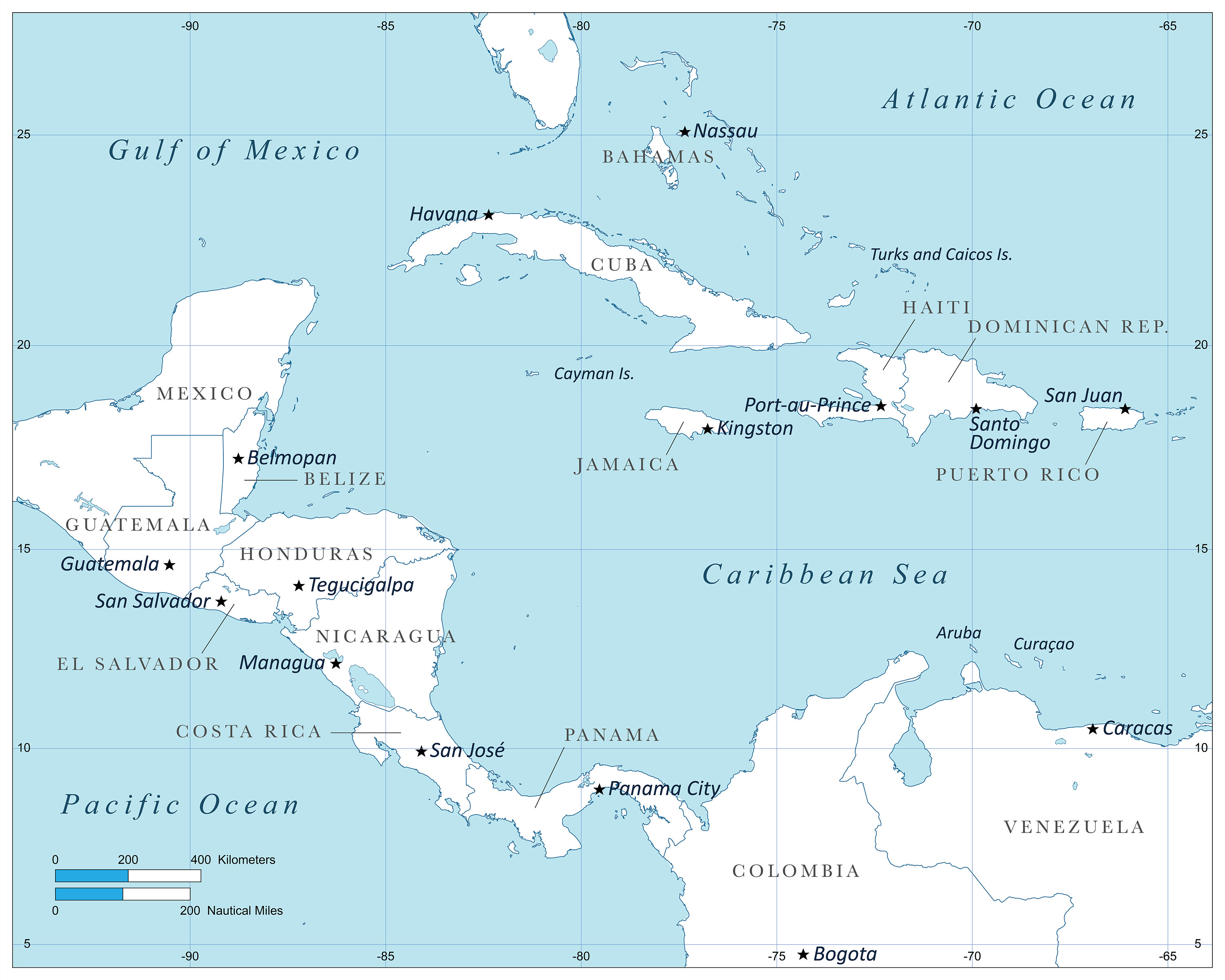 Digital Map of Central America and the Caribbean - Etsy