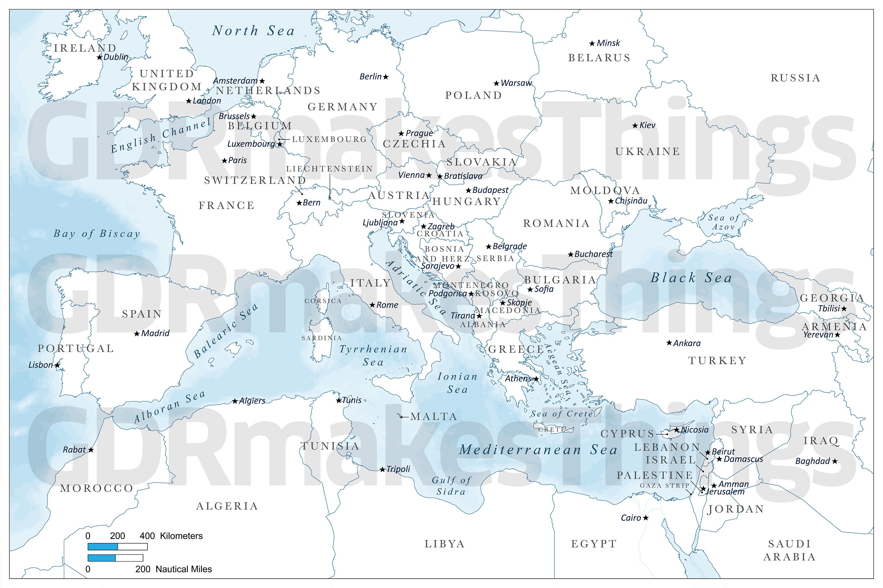 High Resolution Digital Color Map of the Mediterranean Sea and ...
