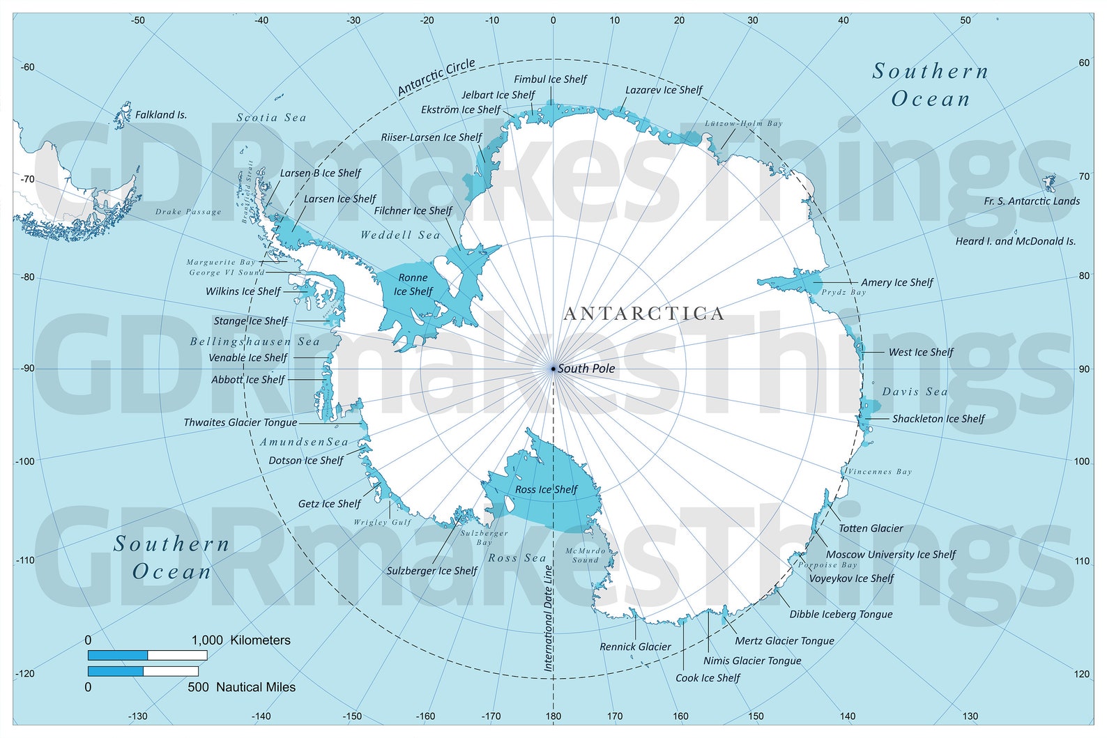 Digital Map of Antarctica for Download | High-resolution Map for Self ...
