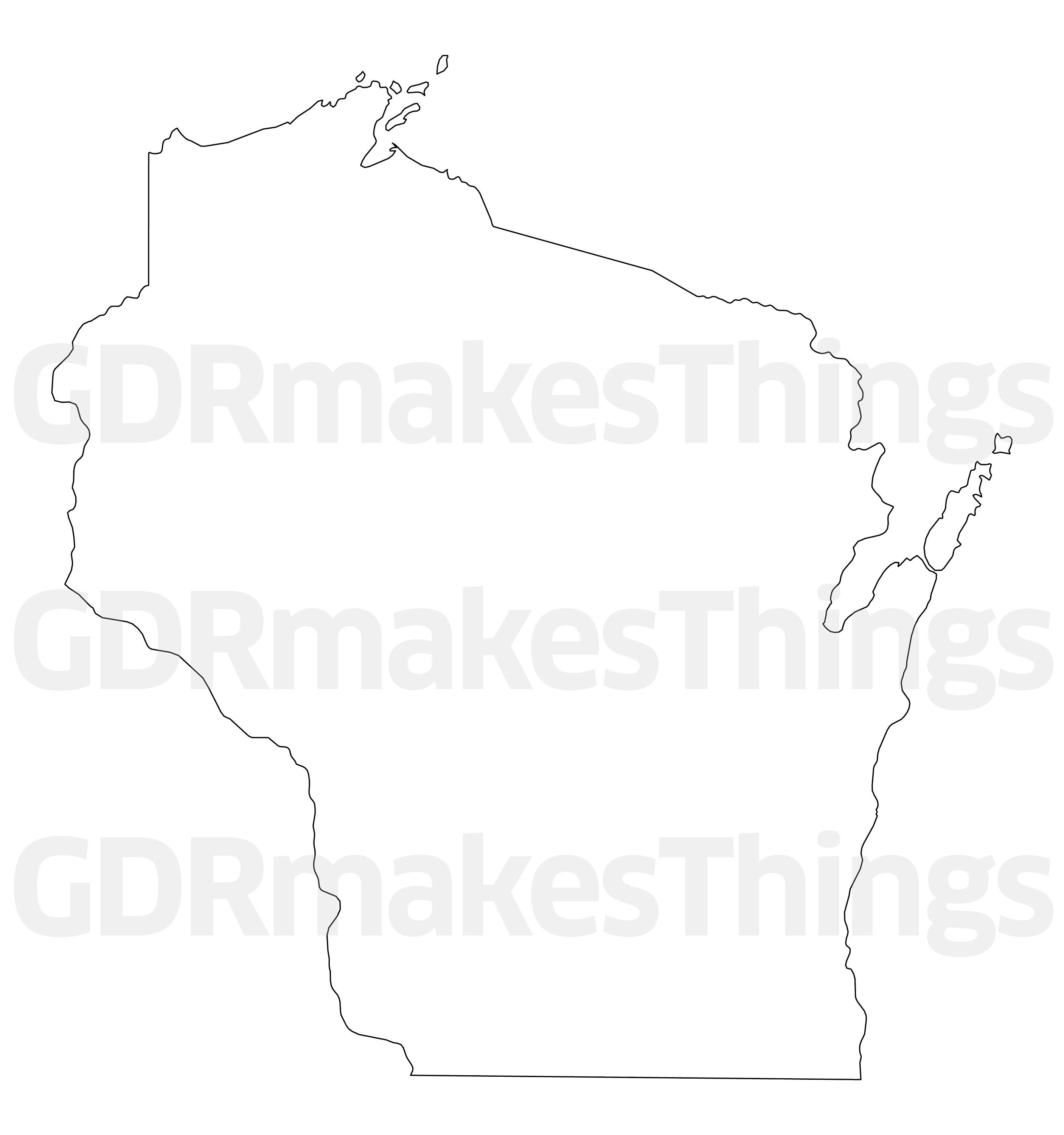 Wisconsin State Shapes - Instant Digital Download Includes B/W Versions ...