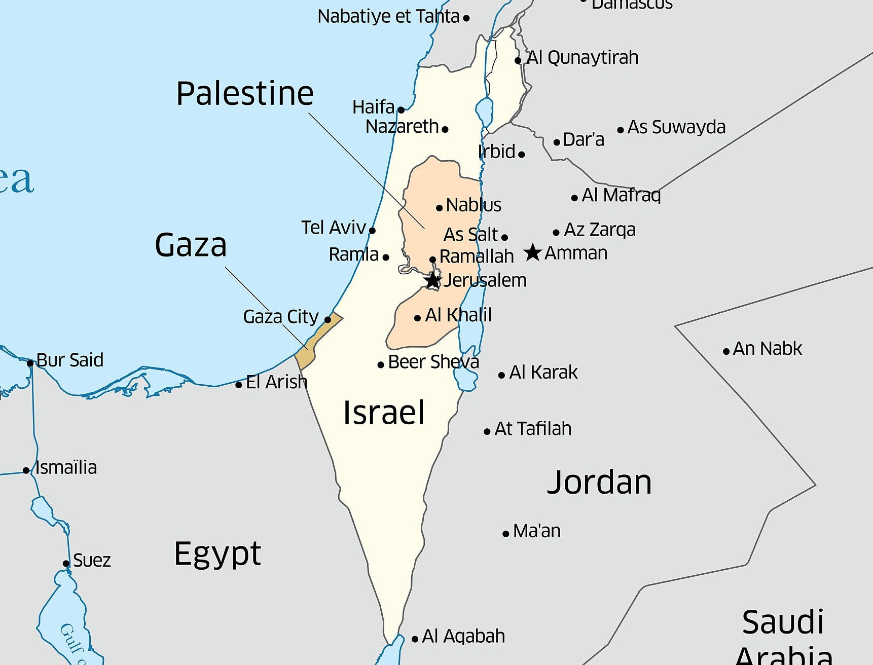 Digital Map of the Eastern Mediterranean Including Israel, Palestine ...
