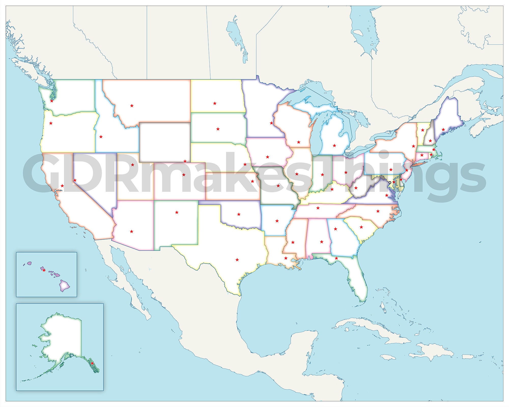 Blank Map of the United States for Education/learning Purposes ...