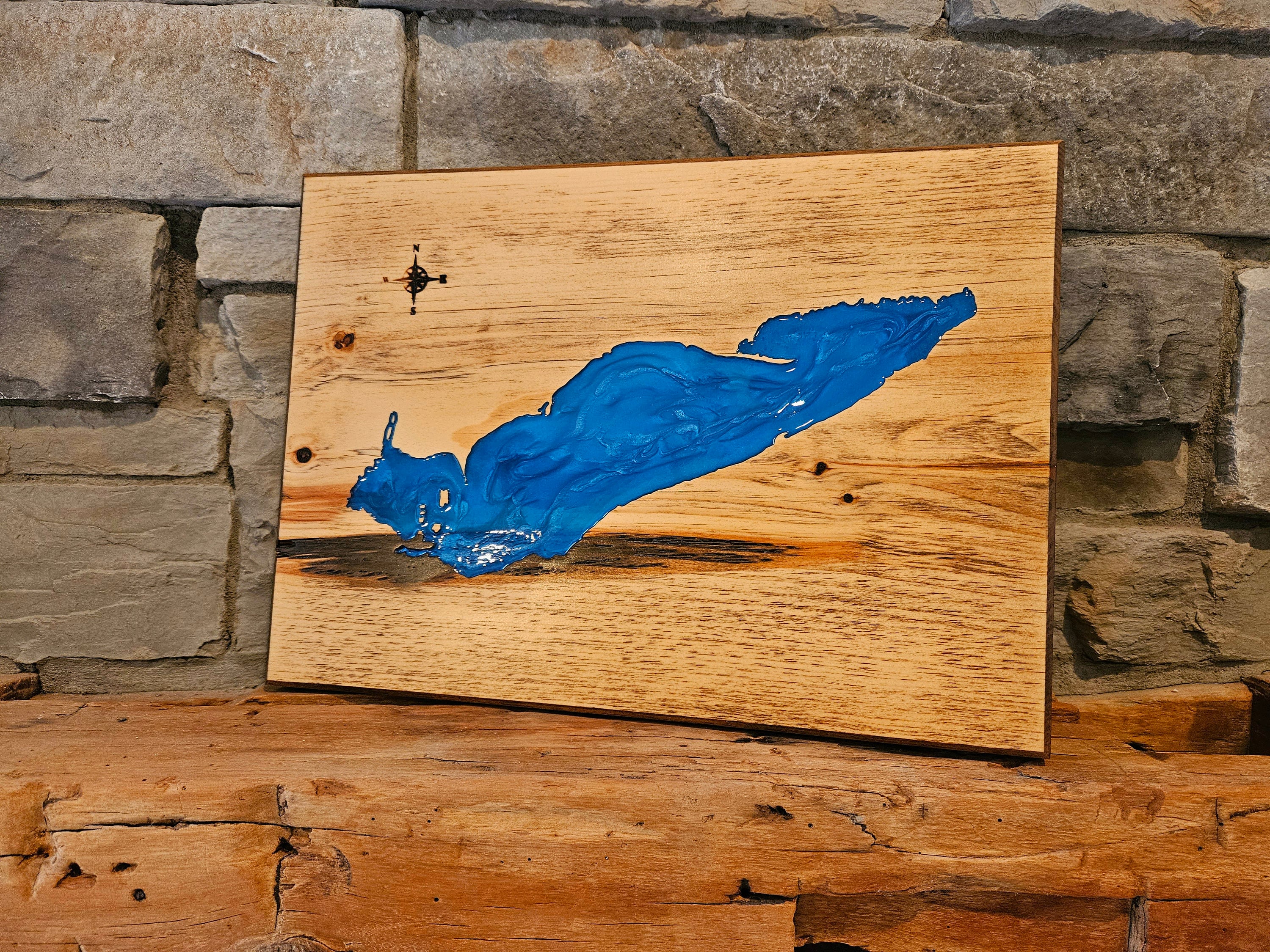 Rustic Lake Erie Map Art - Carving - Epoxy Inlay - 16"x12"x1" - Etsy