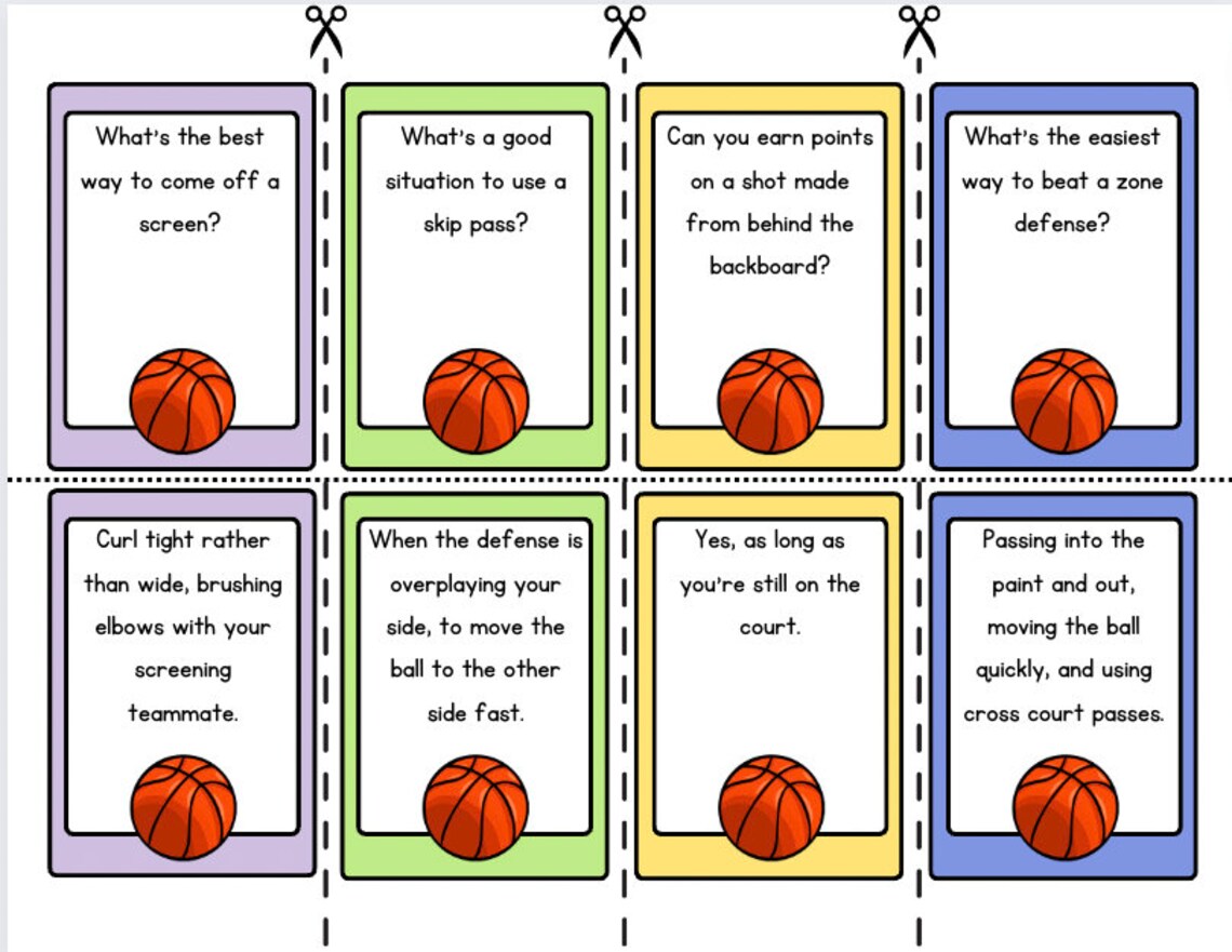 Basketball IQ Card Game Printable! ADVANCED Level Fun for Basketball ...