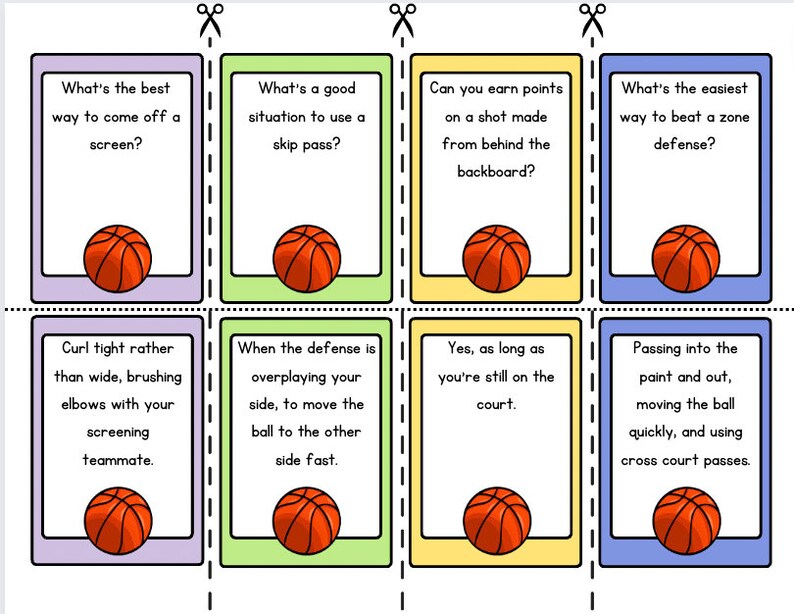 Basketball IQ Card Game Printable! ADVANCED Level Fun for Basketball ...