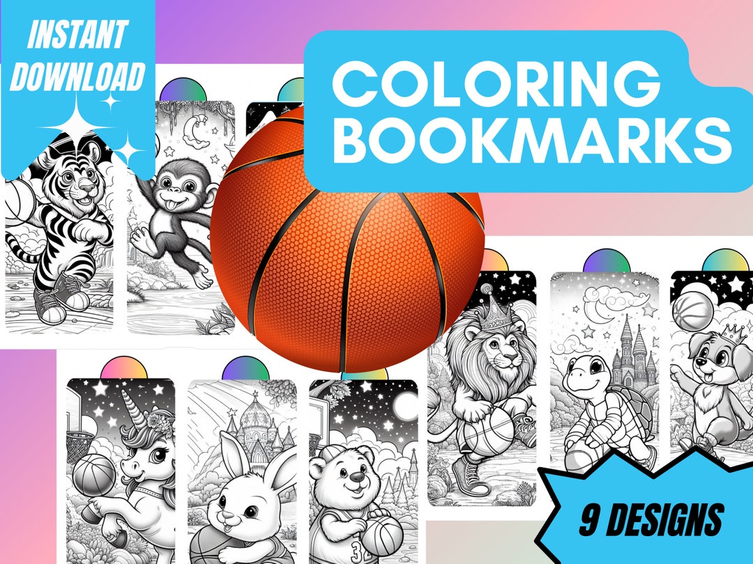 Basketball Coloring Bookmarks Printable 9 Fantasy Hooper Bookmarks to ...