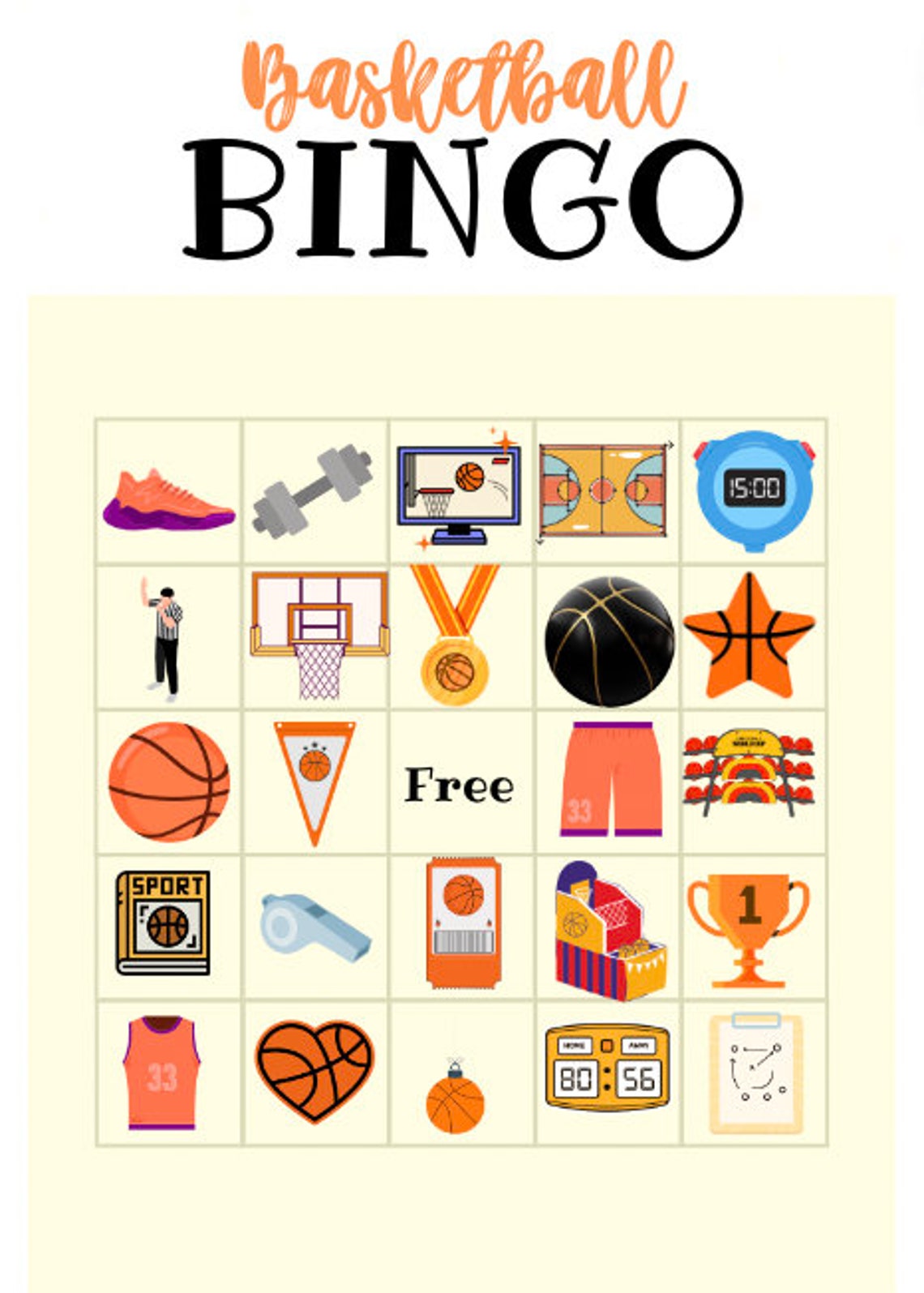 Basketball Bingo Game Printable With 30 Boards March Madness Fun ...