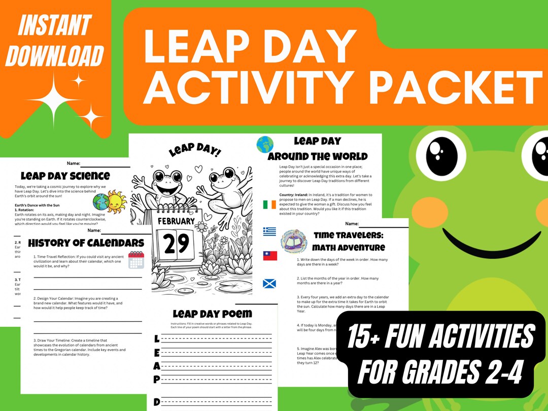Buy Leap Day 2024 Activity Packet Printable: 15 Fun Activities for ...