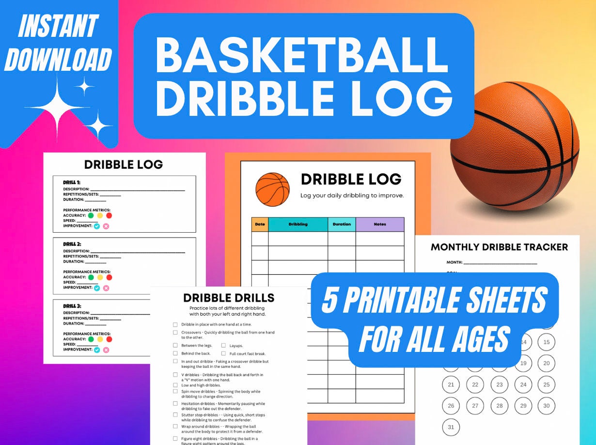Basketball Dribble Log Printable for Kids: Dribbling Log Journal - Etsy