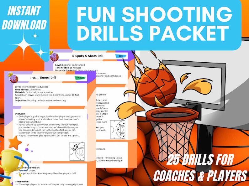 Fun Basketball Shooting Drills Printable Packet | 25 Basketball ...