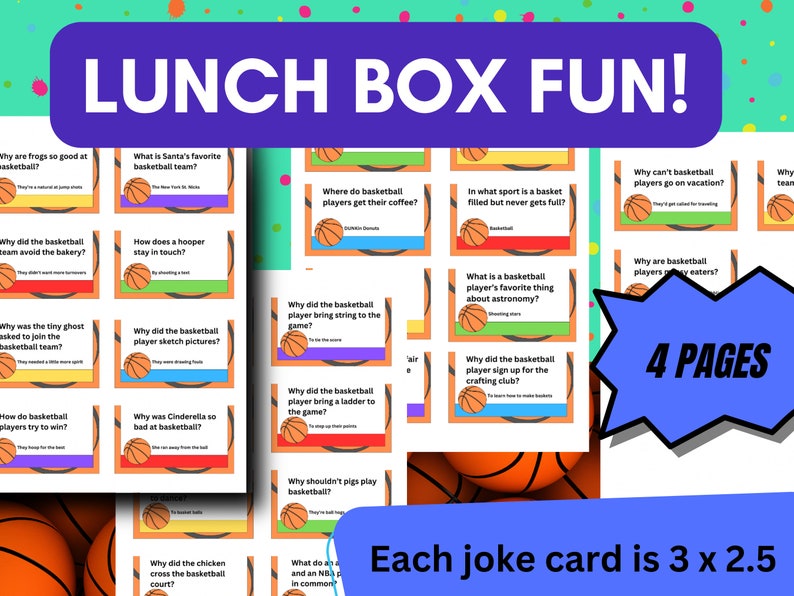 25 Printable Basketball Jokes - Lunchbox & Game Bag Notes for Kids, Fun ...