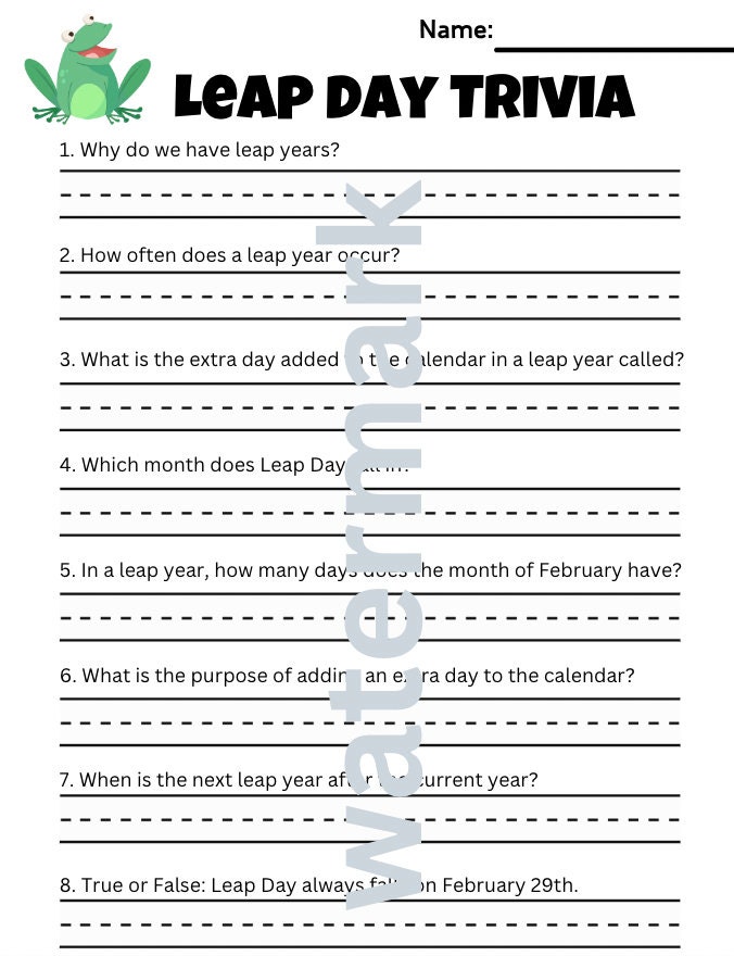 Leap Day 2024 Activity Packet Printable: 15 Fun Activities for ...