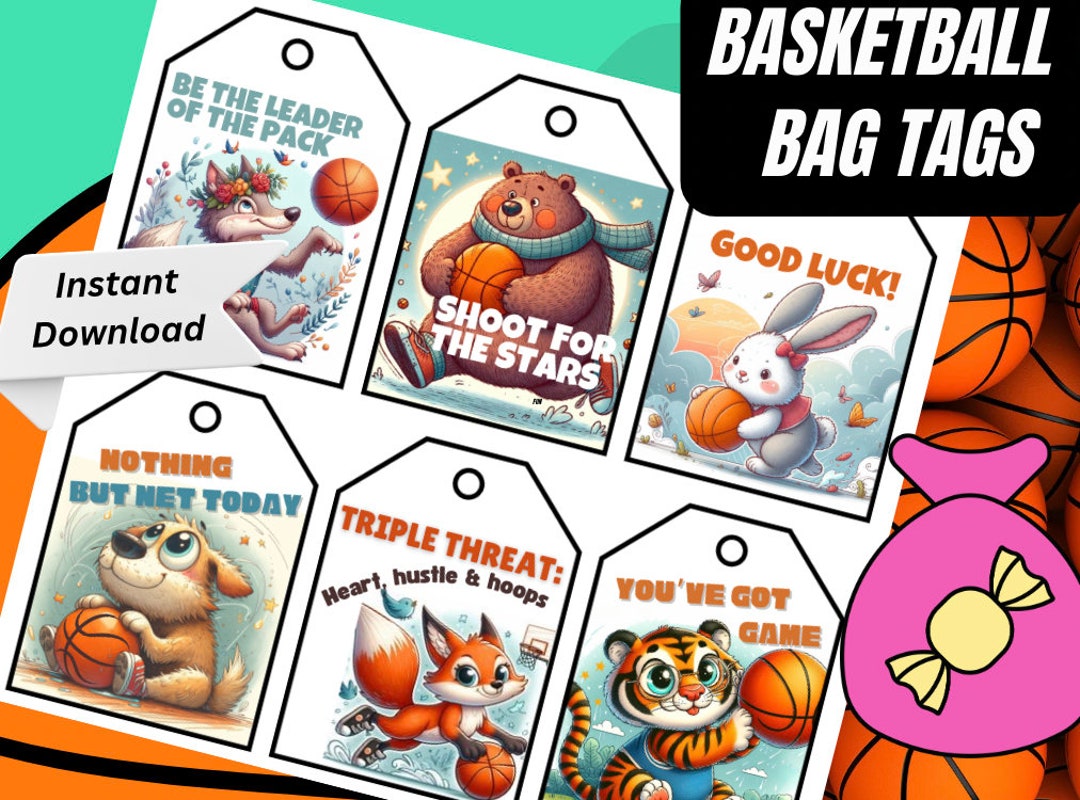 Cute Basketball Treat Bag Tags for Hoopers Printable - Basketball Gift ...