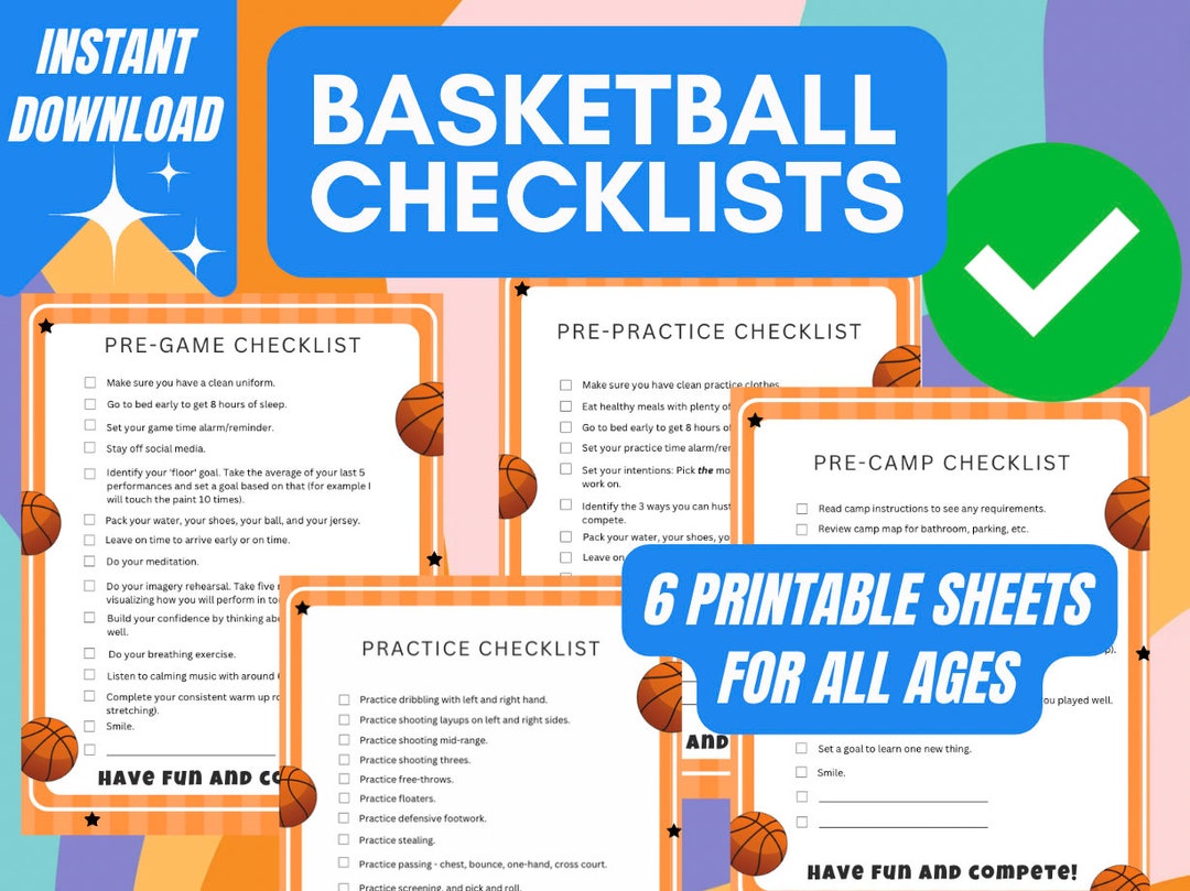 Ultimate Basketball Checklists Printable Bundle for Kids - 6 Essential ...