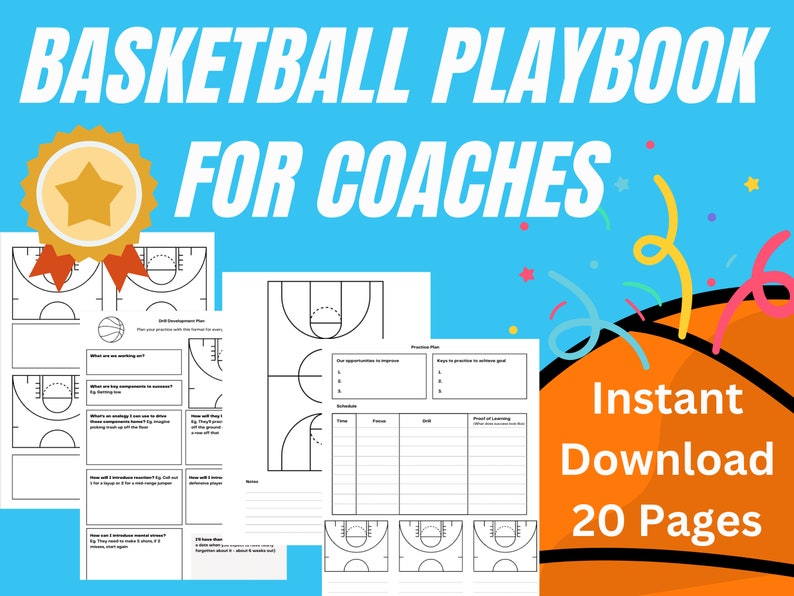 Basketball Playbook Printable for Coaches: Team Basketball Practice ...