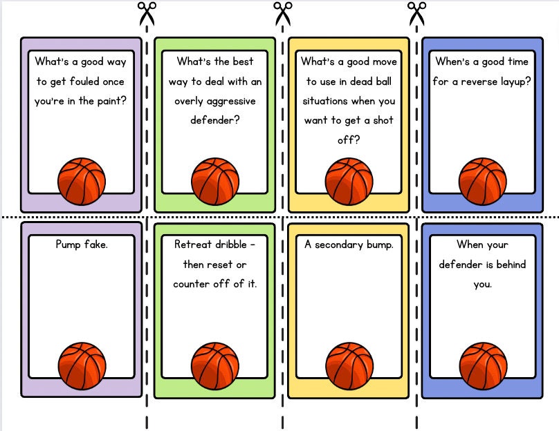 Basketball IQ Card Game Printable! ADVANCED Level Fun for Basketball ...