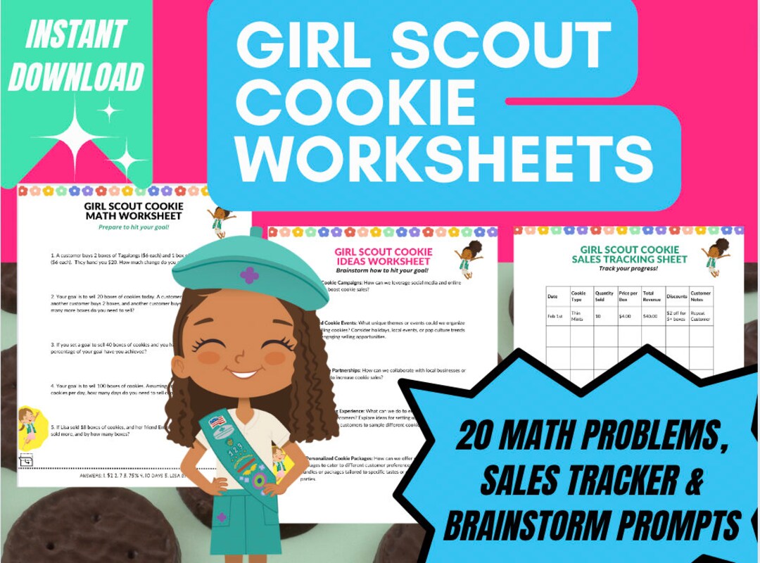 Girl Scout Cookie Worksheets Printable Bundle Learn Math With 20 ...
