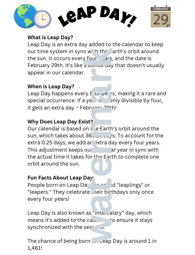 Leap Day 2024 Activity Packet Printable: 15 Fun Activities for ...